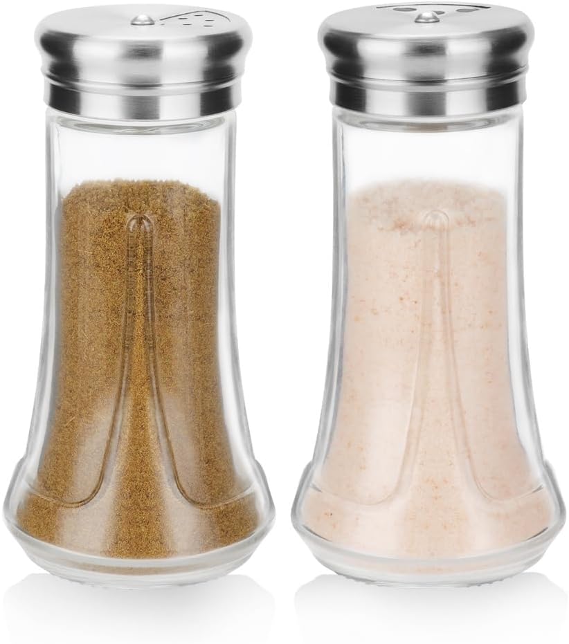 Amazon.com: Glass Salt and Pepper Shakers Set by Neodaco, 4 OZ Salt ...