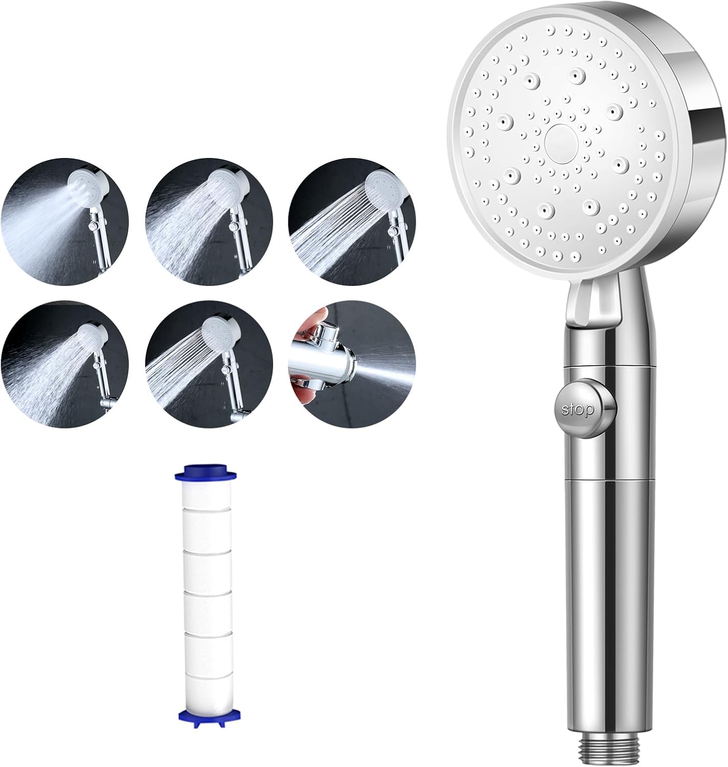 Handheld High Pressure Shower Head with 5 Spray Modes,Multi-Functional ...