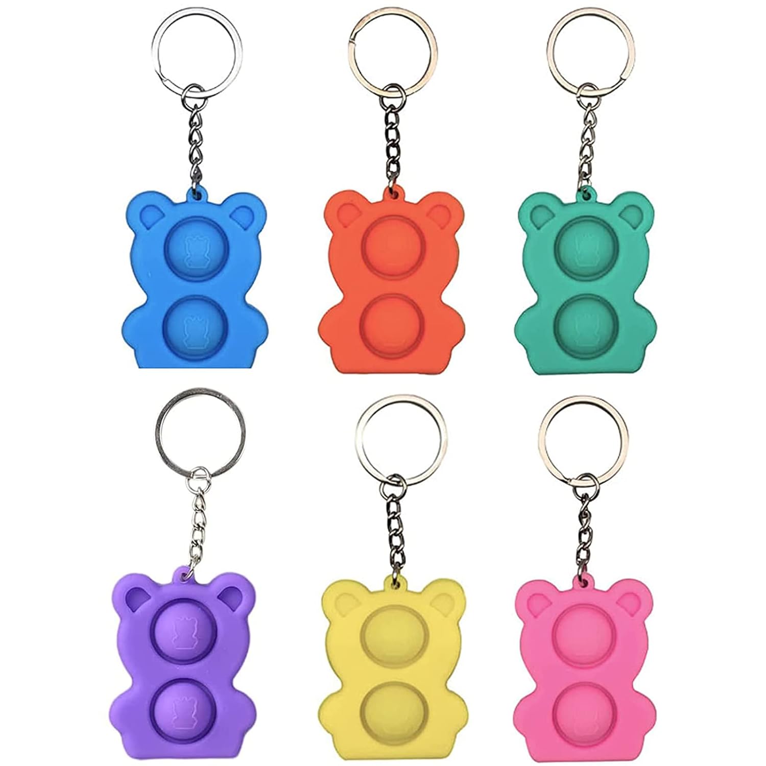 Mini Bear Simple Dimple Fidget Popper Keychain Tiny Fidget Toy Bulk 6 ...