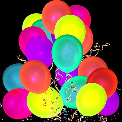 Amazon.com: 110 Pieces UV Neon Balloons Glow in the Dark Balloons Neon ...