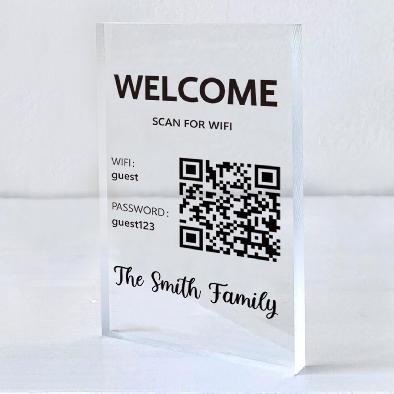Amazon.com : Custom Acrylic Wifi Sign - Personalized QR Code for Home ...