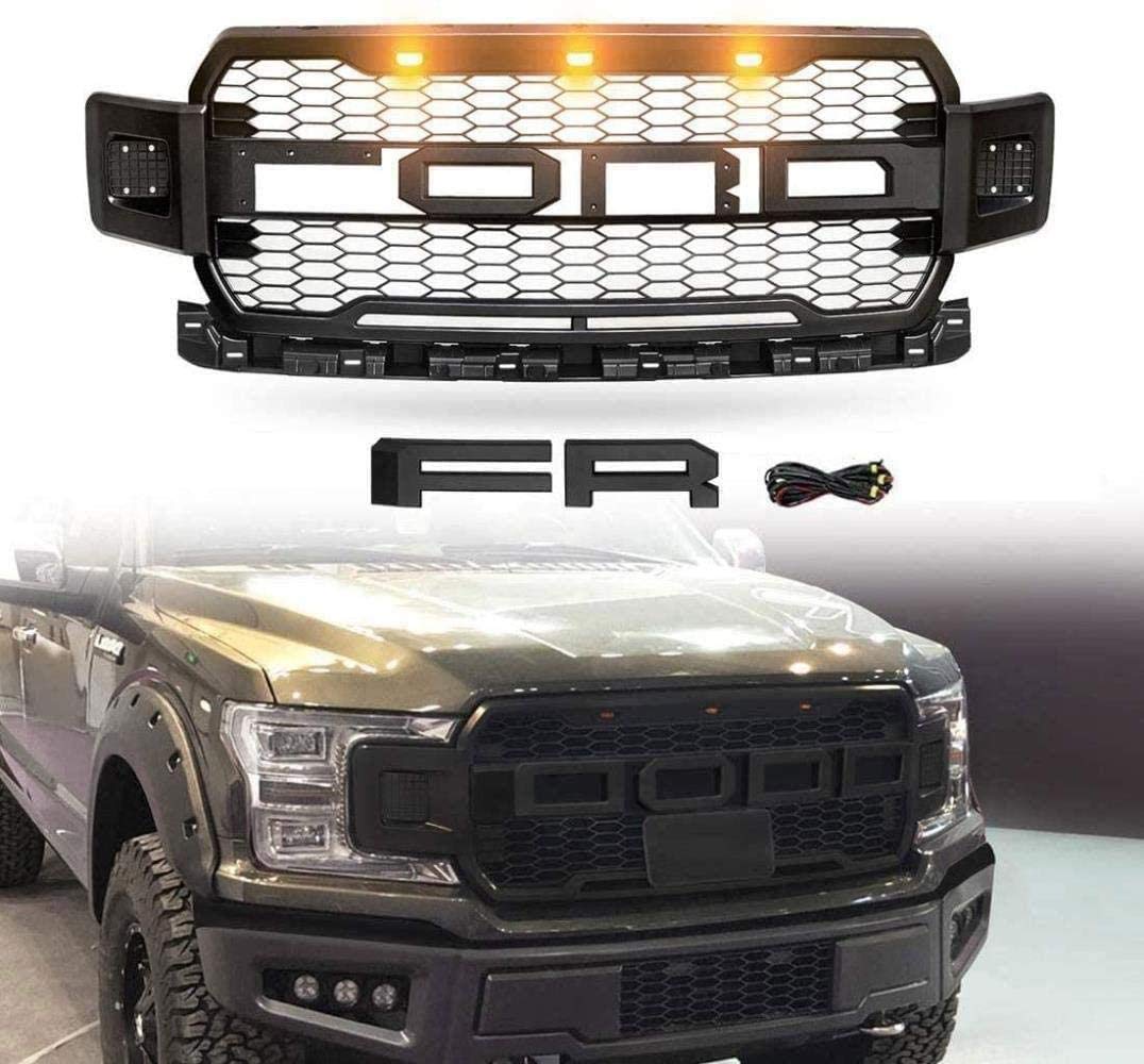 Fwc Car Replacement Grille Matte Black Abs Raptor Led Honeycomb ...