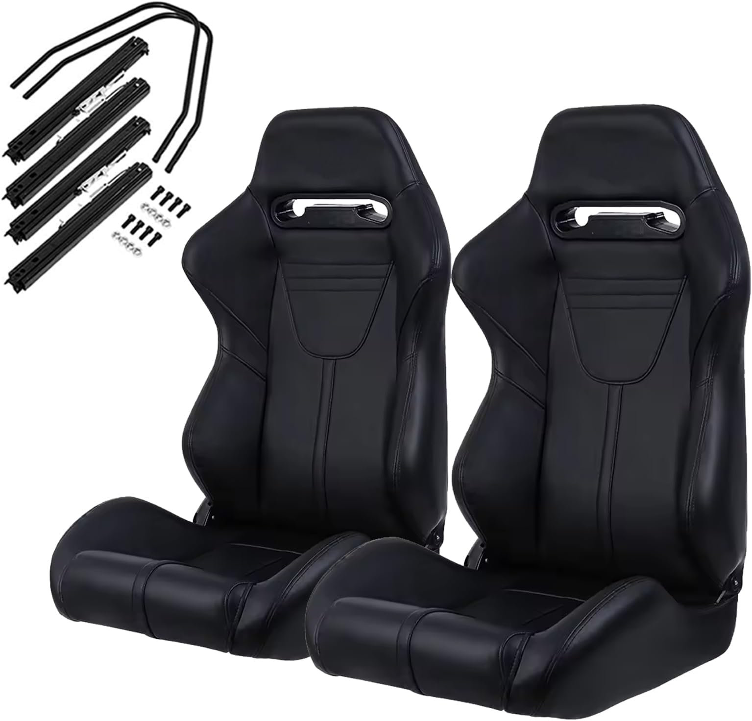 Amazon.com: Pair of Universal Racing Seats, PVC Leather, Racing Bucket ...
