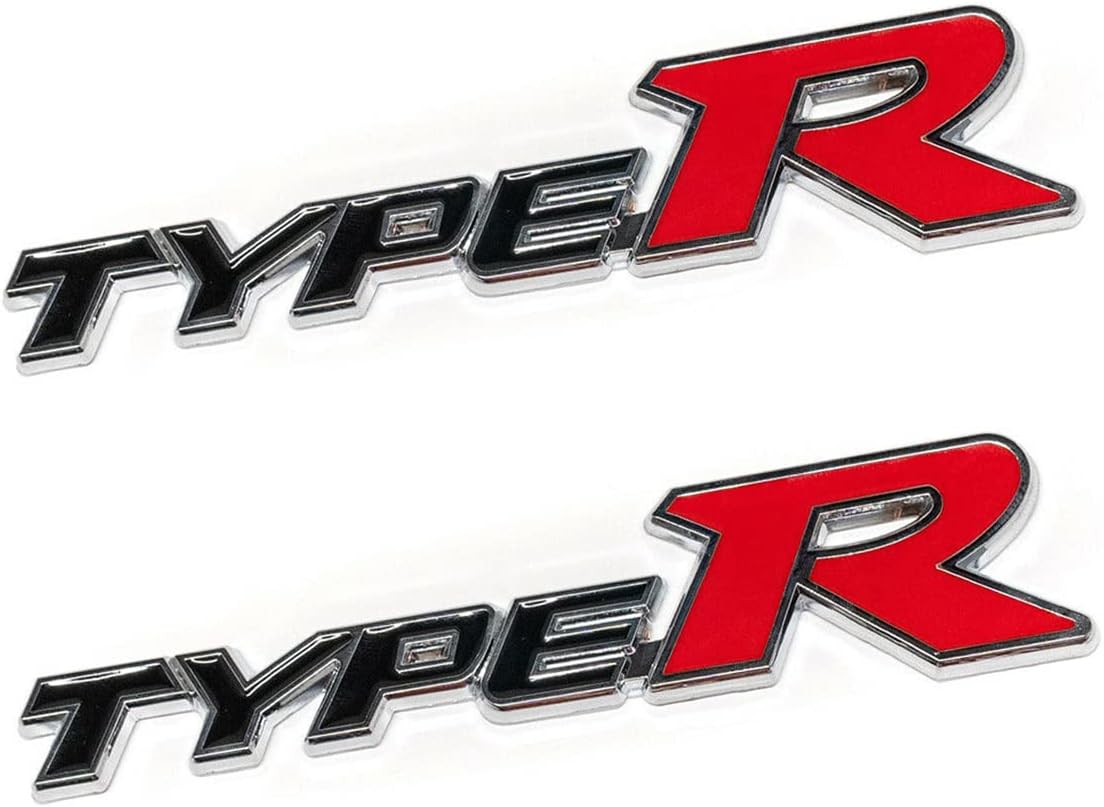 Amazon.com: 2Pc Type-R Metal Badge Premium Racing Logo Car Rear Trunk ...