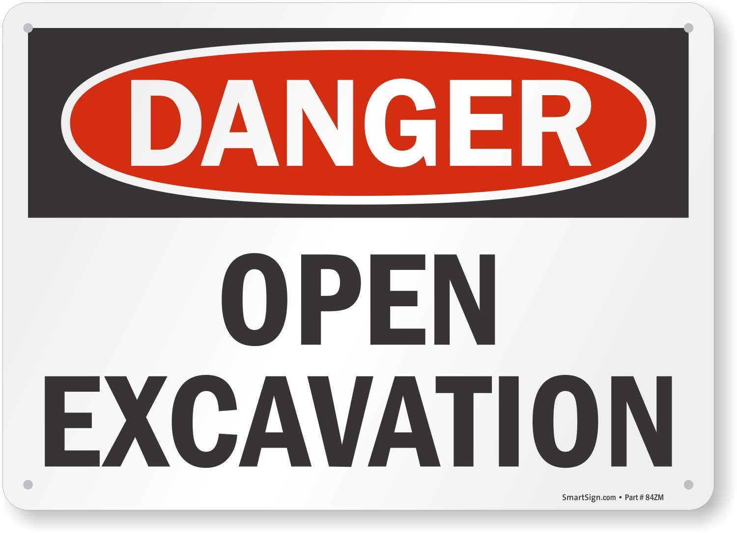 Black Hood Mirror SmartSign Danger Open Excavation Sign - 10x14 Inch ...