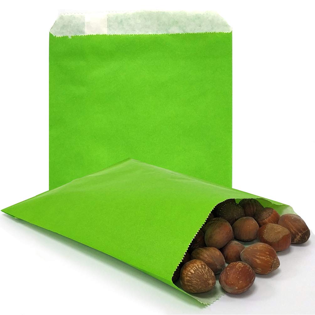Amazon.com: AZOWA 100 CT Small Paper Treat Sacks Green 5 x 7 Inches ...