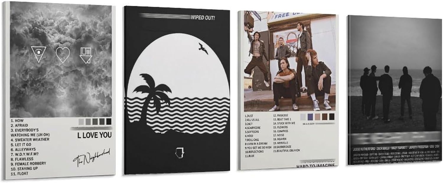 Amazon.com: NZIQB The Neighbourhood Poster Set of 4 Album Cover Posters ...