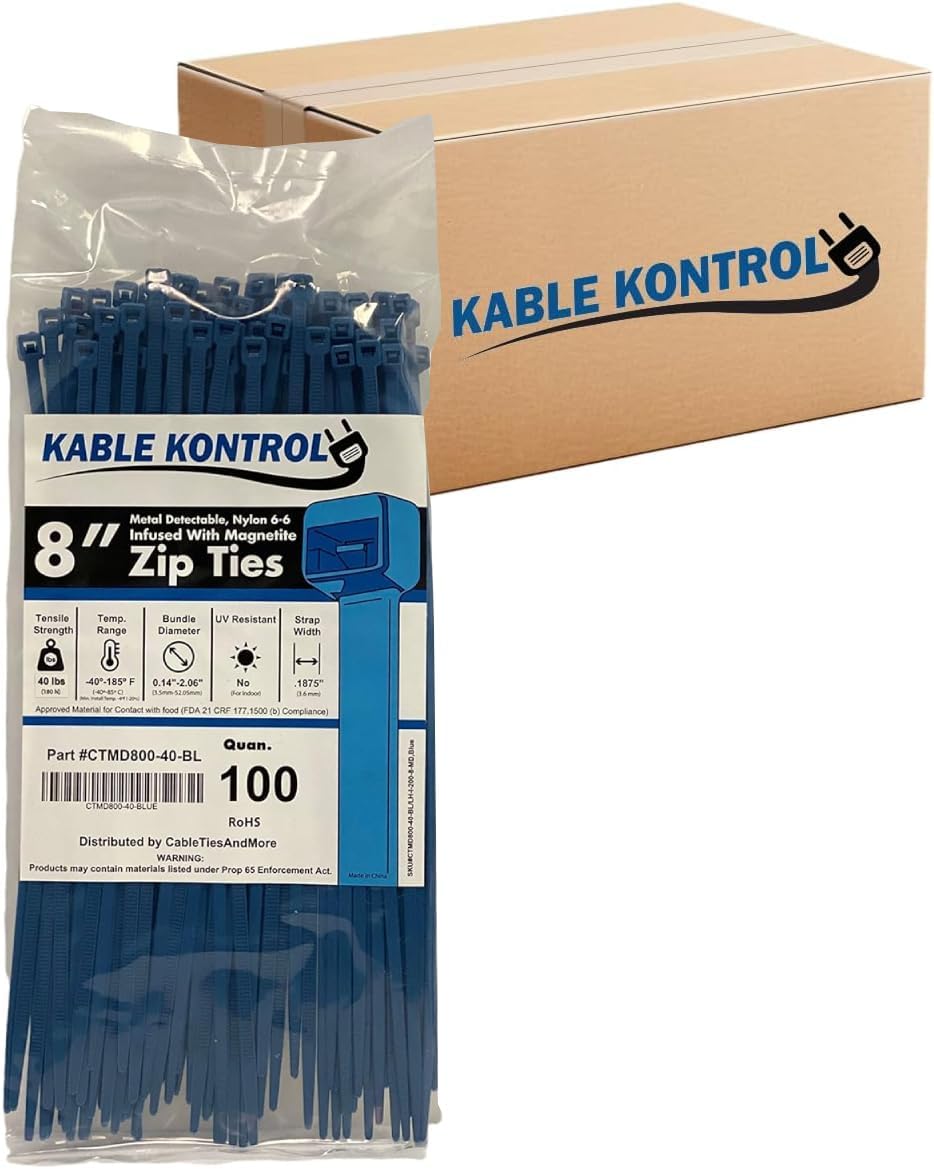 Amazon.com: Kable Kontrol Metal Detectable Blue Zip Ties 13,000 Pcs 8 ...