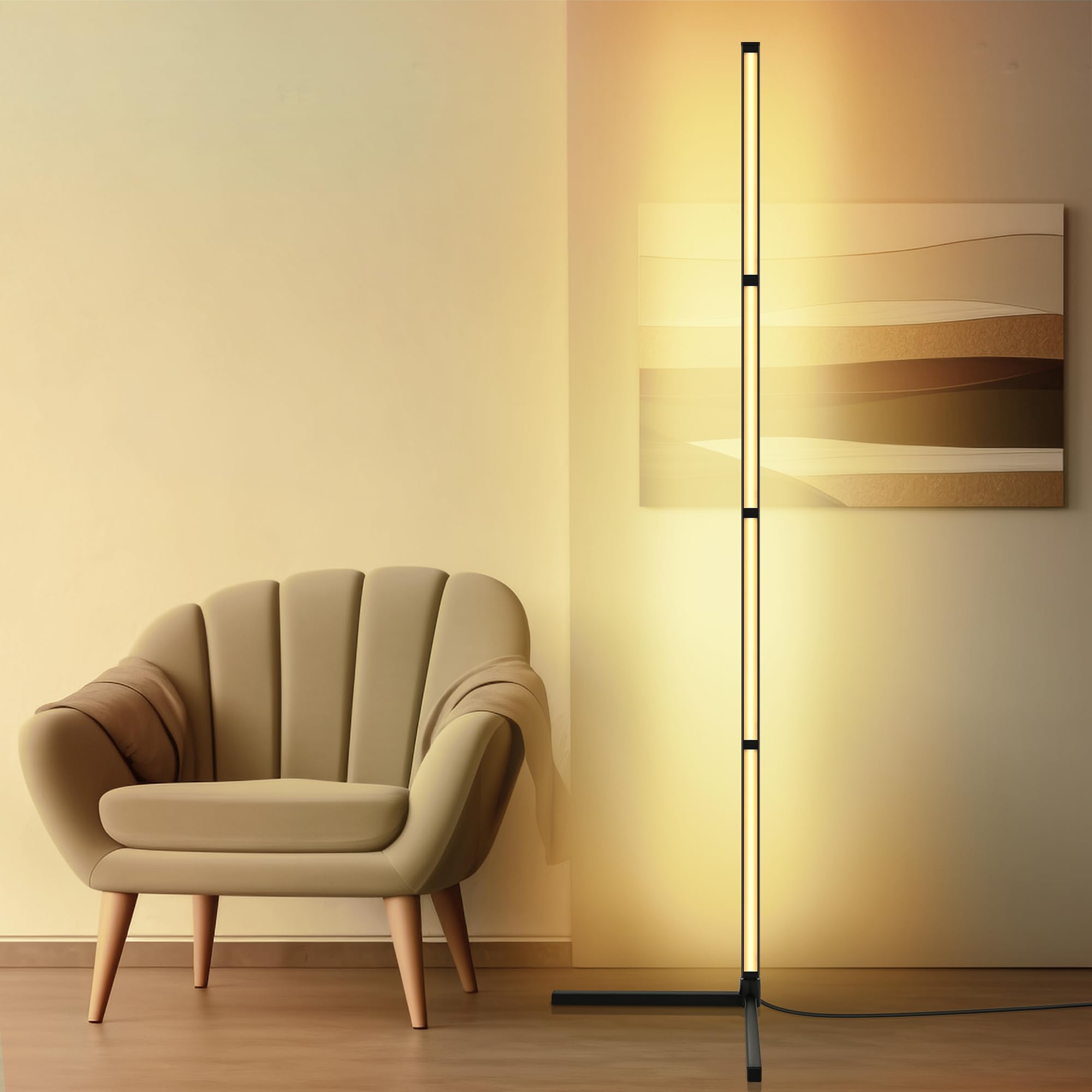 YOSION Corner Floor Lamp, 5.3ft Standing Lamp, LED Reading Light for ...
