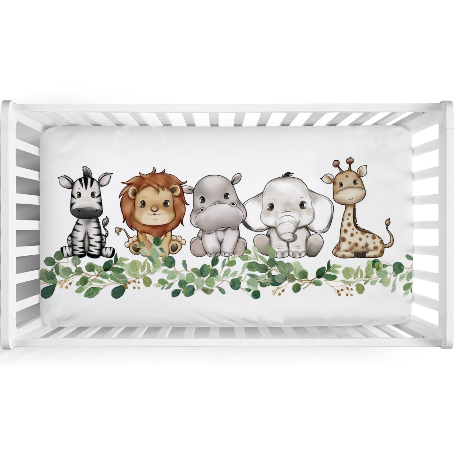Amazon.com : Baby Jungle Safari Animals Eucalyptus Leaves Baby Crib ...