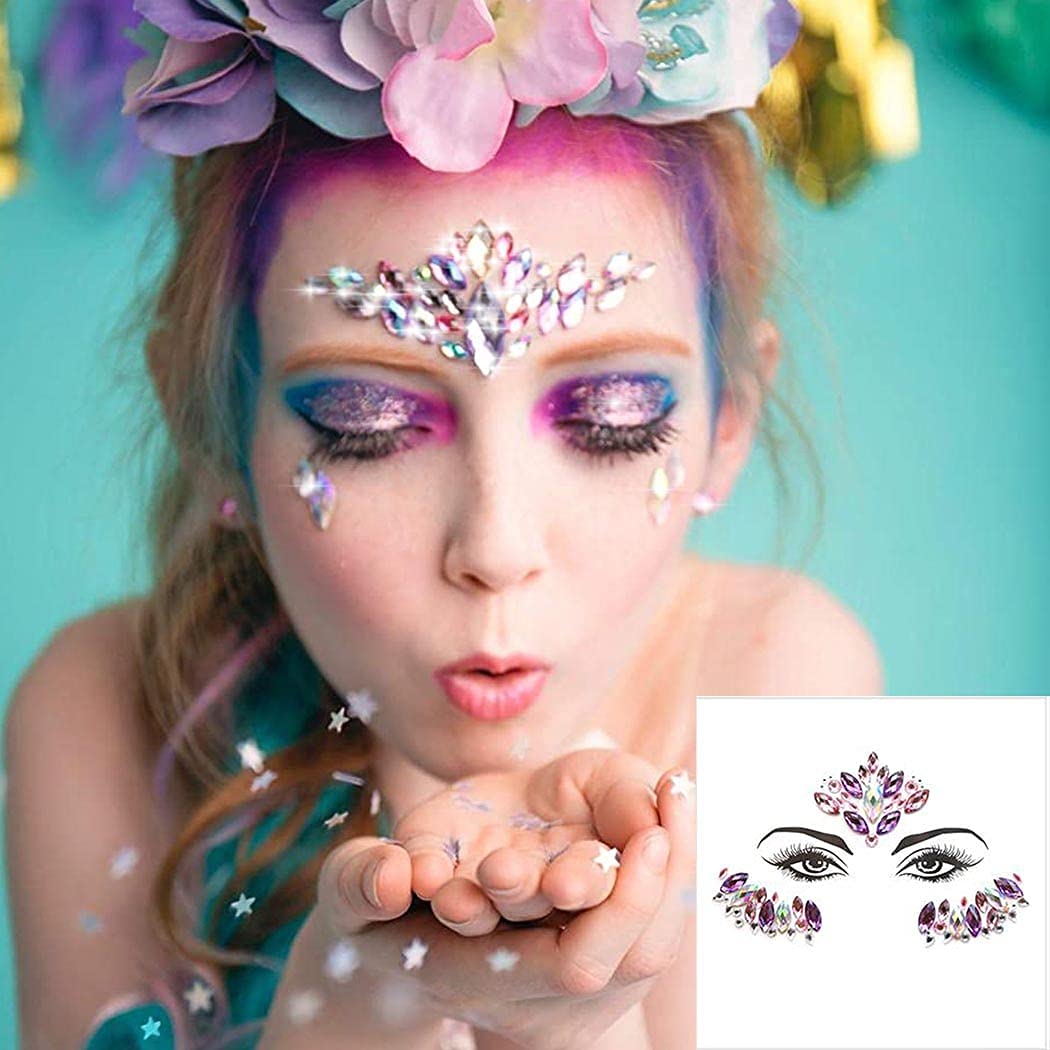 Crystals Face stickers Rave mermaid face jewels festival glitter face ...
