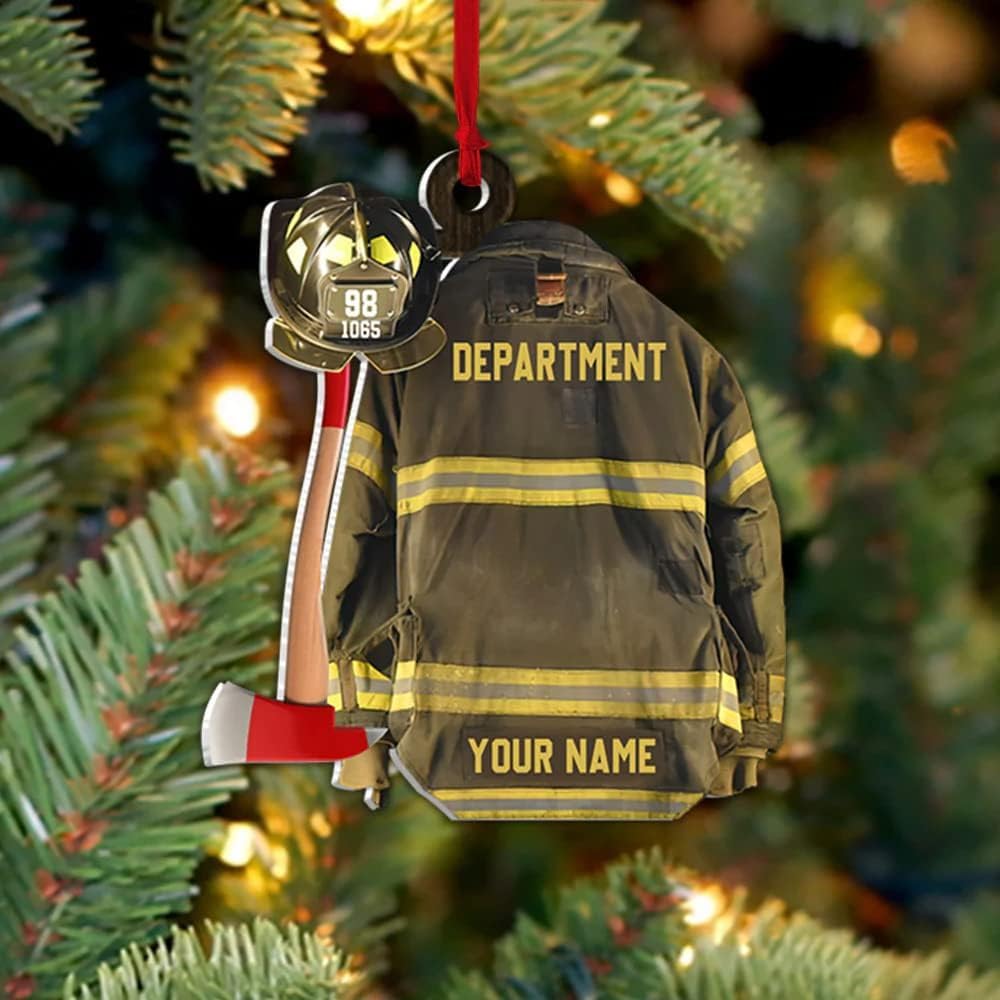 Amazon.com: Personalized Firefighter Ornament, Flat Shape Firefighter Christmas Ornaments, Fire ...