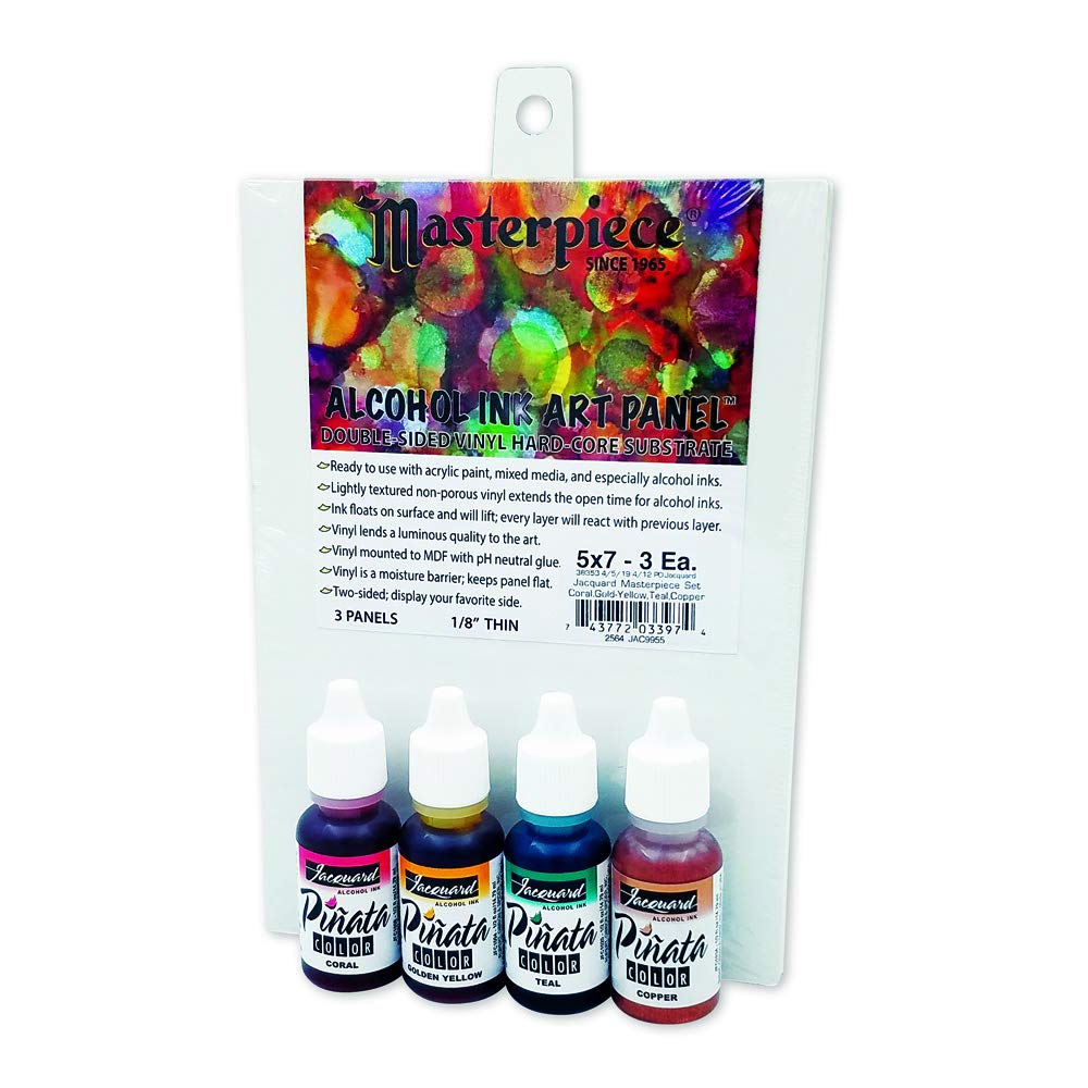 Jacquard Pinata Alcohol Set with 3 Pc Masterpiece Alcohol Ink Panel + 4 ...