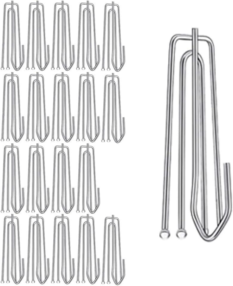 Lokatall 20 Pack Curtain Hooks, Stainless Steel Pinch Pleat Header Tape ...