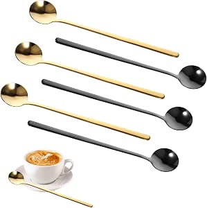 Amazon.com: Stainless Steel Coffee Spoons Set, 6 Pcs Satin Black and ...