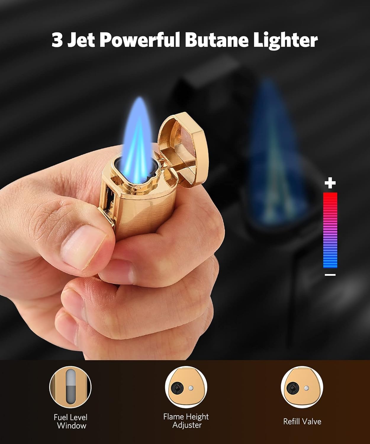 Snapklik.com : RONXS Cigar Lighter And Cutter Set, Adjustable Jet Flame ...