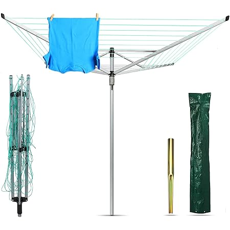 PaMeer 50m Rotary Washing Line, Heavy Duty Rotary Washing Lines Outdoor ...