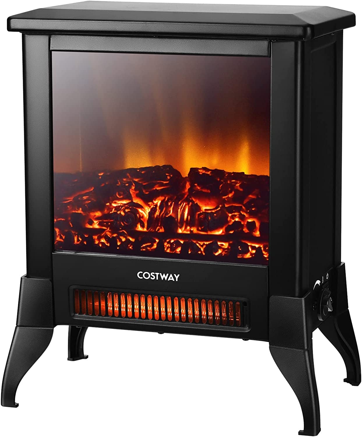 Buy COSTWAY 2000w Electric Fireplace Stove Heater, 1/3-Side View ...
