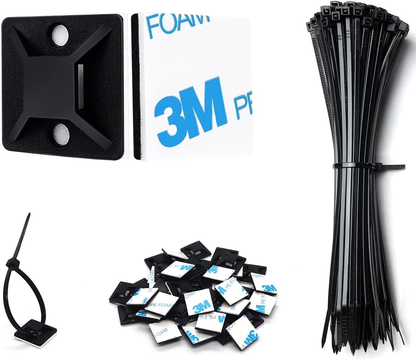 Amazon.com: Cable Tie Mounts, Adhesive-Backed, 1 Inch, for Cable ...