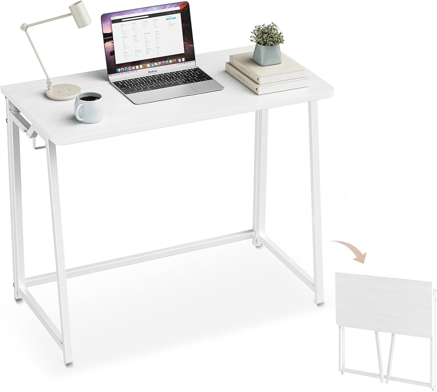 Amazon.com: POLWKZU Folding Desk Small Foldable Desk for Small Space ...