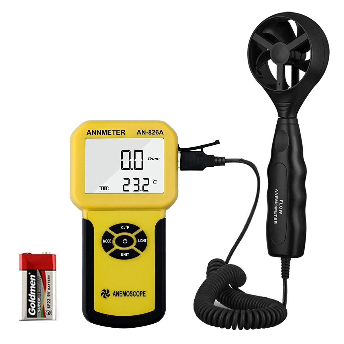 Digital Anemometer Handheld Wind Speed Meter Air Flow Velocity Measure ...