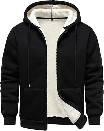 Amazon.com: HOOD CREW Men’s Zip Up Hoodie Thicken Sweatshirts Winter ...