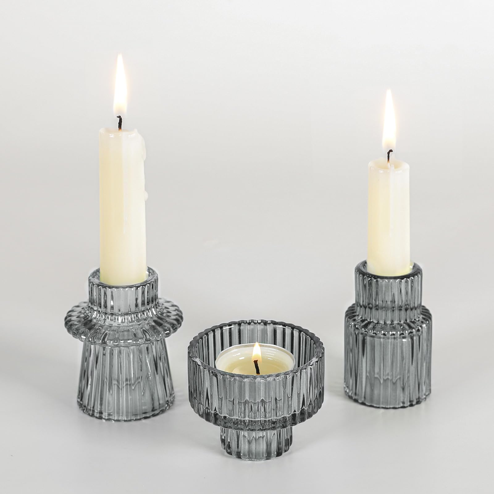 Snapklik.com : Taper Glass Candlestick Holders Tealight Candle Holders ...