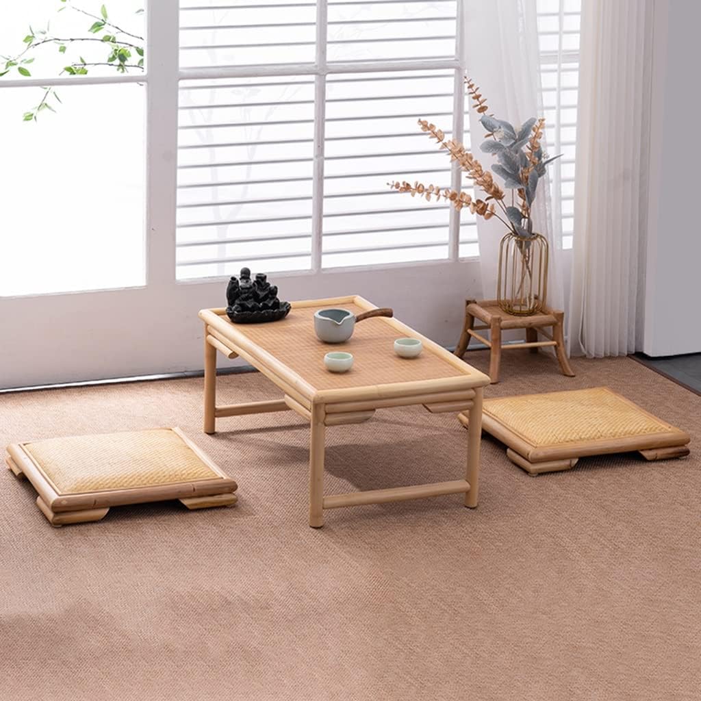 Amazon.com: 3 pcs Bamboo Tatami Coffee Table Chair Set, Japanese Floor ...