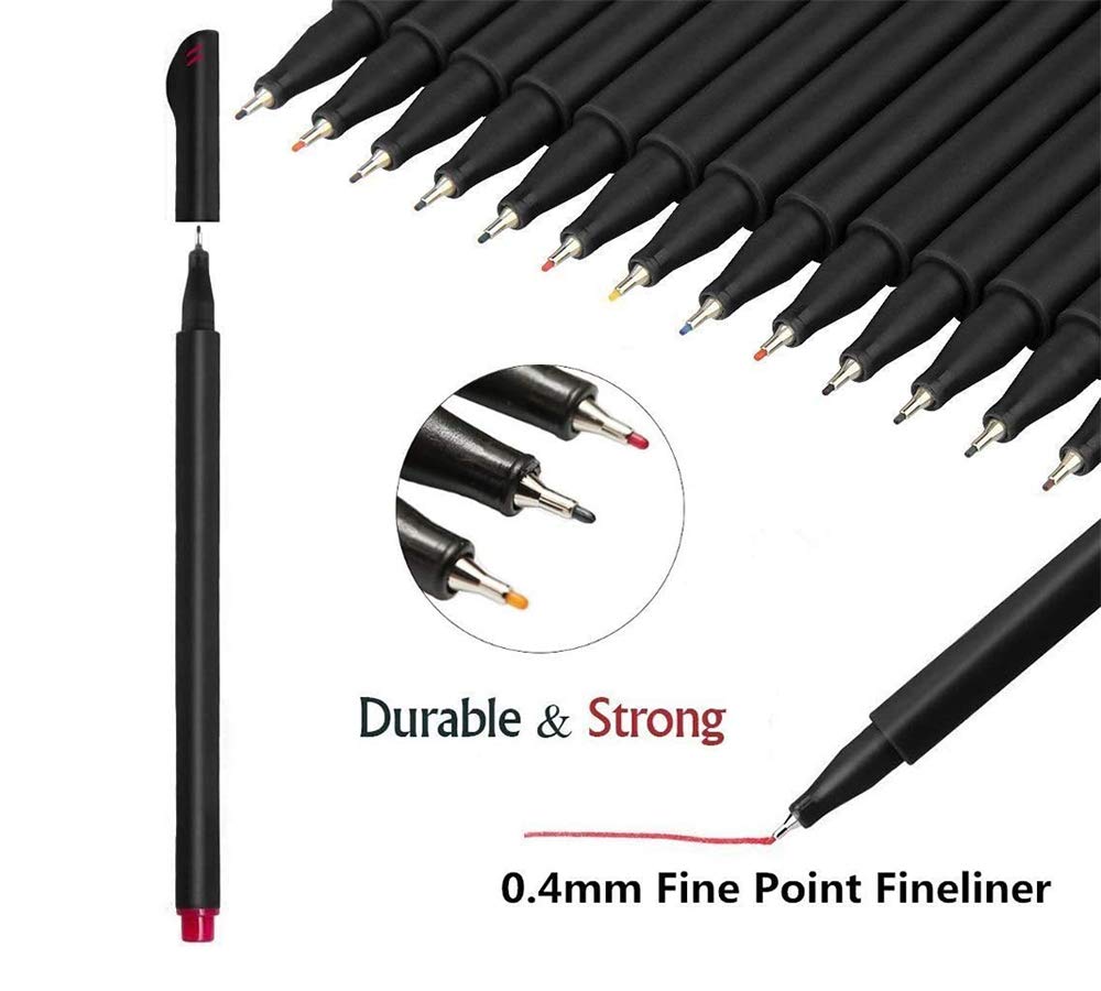 Buy Heshengping-Fineliner Pens 24 Colors 0.4mm Fine Tip Fineliner Pens ...