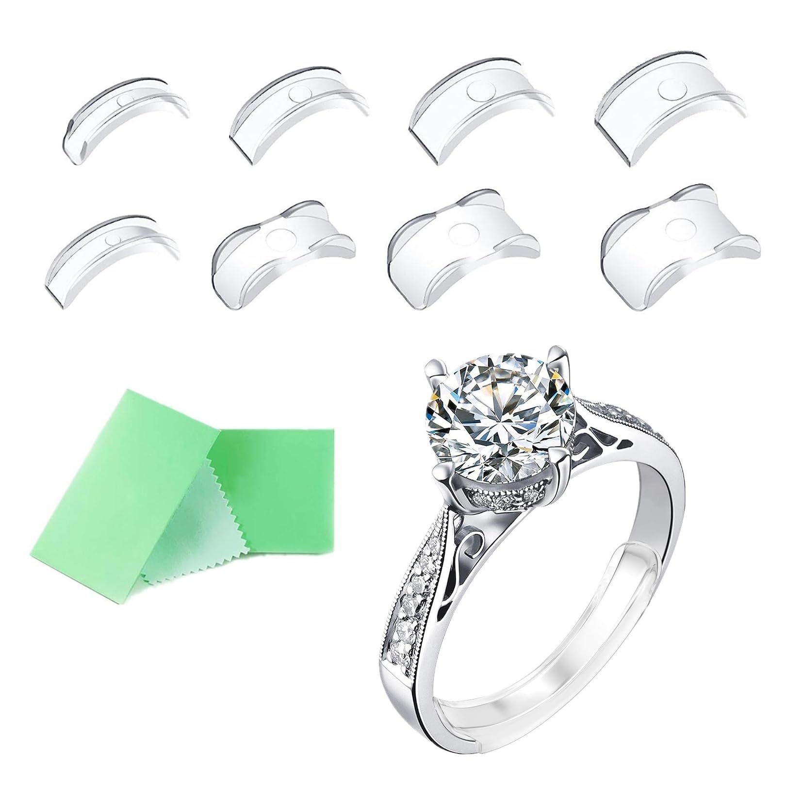 8 Pack Ring Size Adjuster,8 Sizes Silicone Transparent Clear Ring Size ...