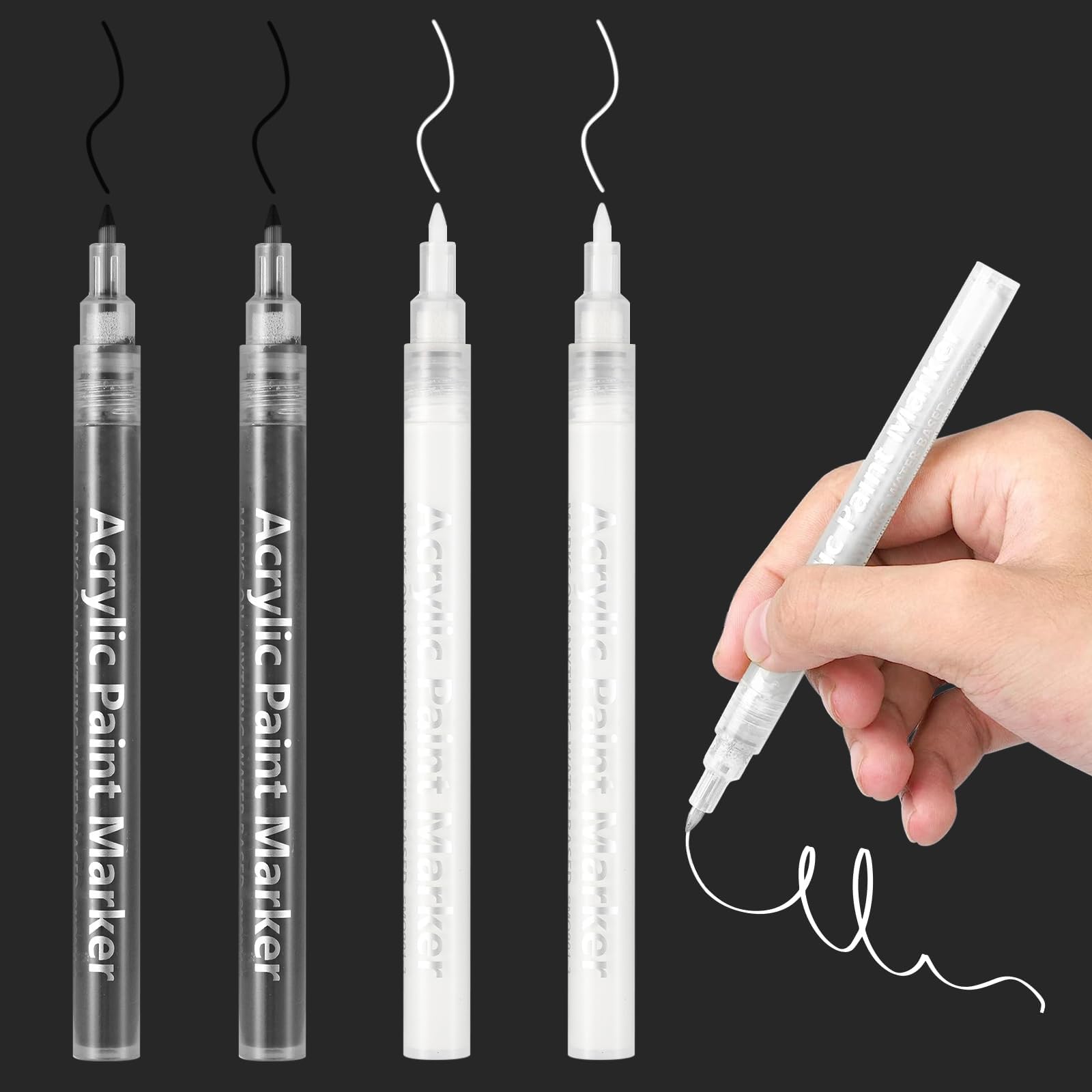 DONQL 4Pcs Acrylic Paint Pen 0.7mm Metallic Permanent Acrylic Markers ...