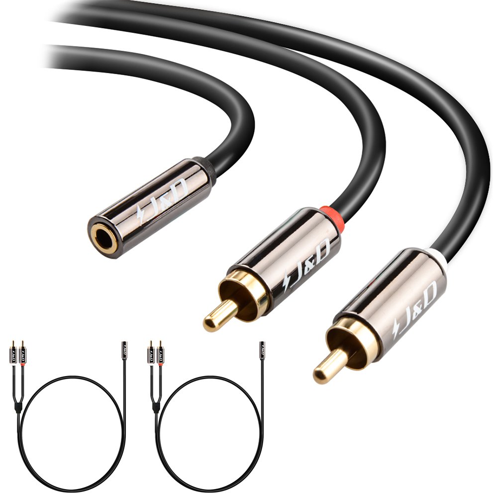 Amazon.com: [2 Pack] 3.5 mm to 2RCA Cable, J&D RCA Cable Gold-Plated ...