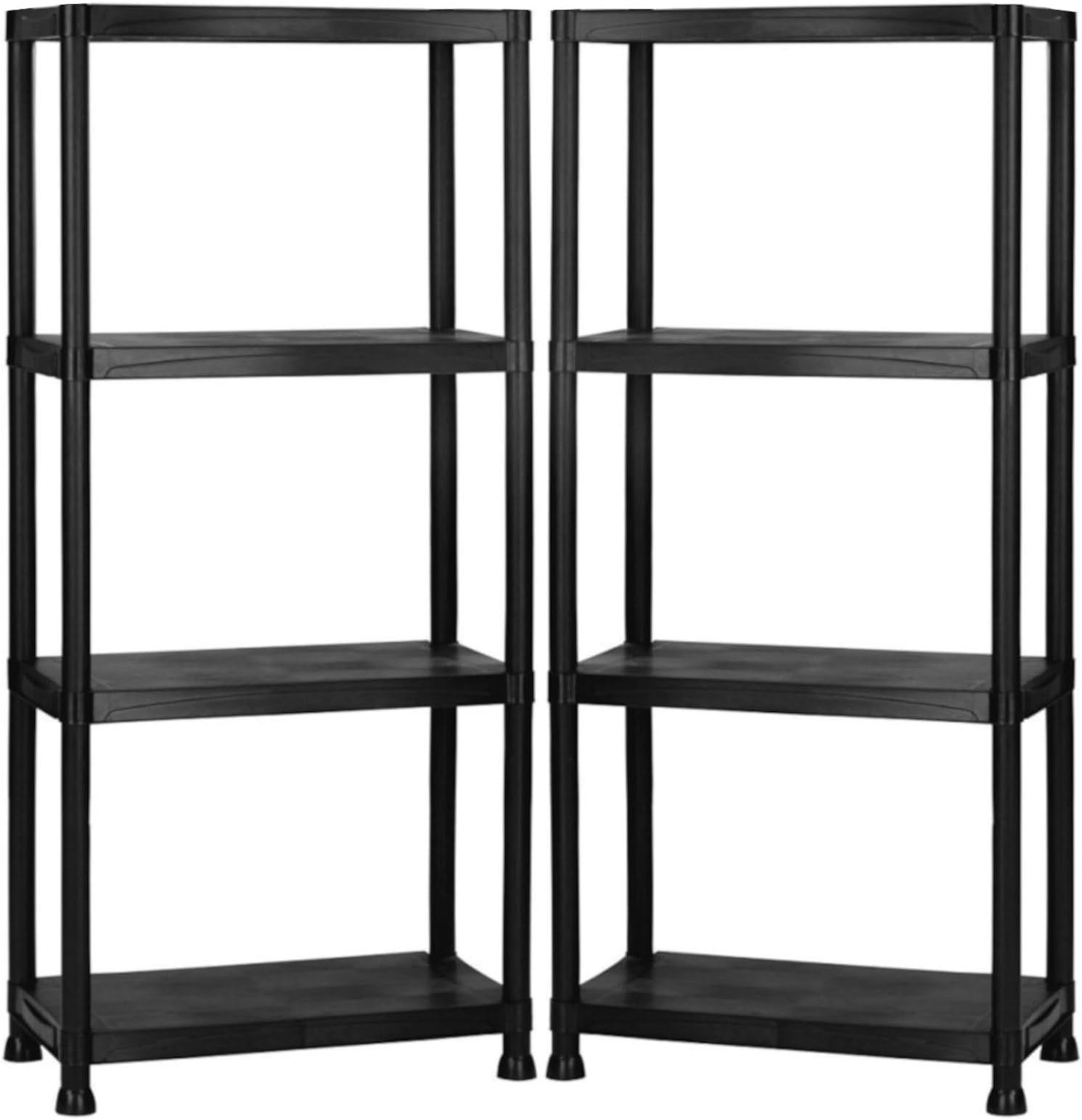 Oypla 2x 4 Tier Black Plastic Heavy Duty Shelving Racking Storage Unit ...