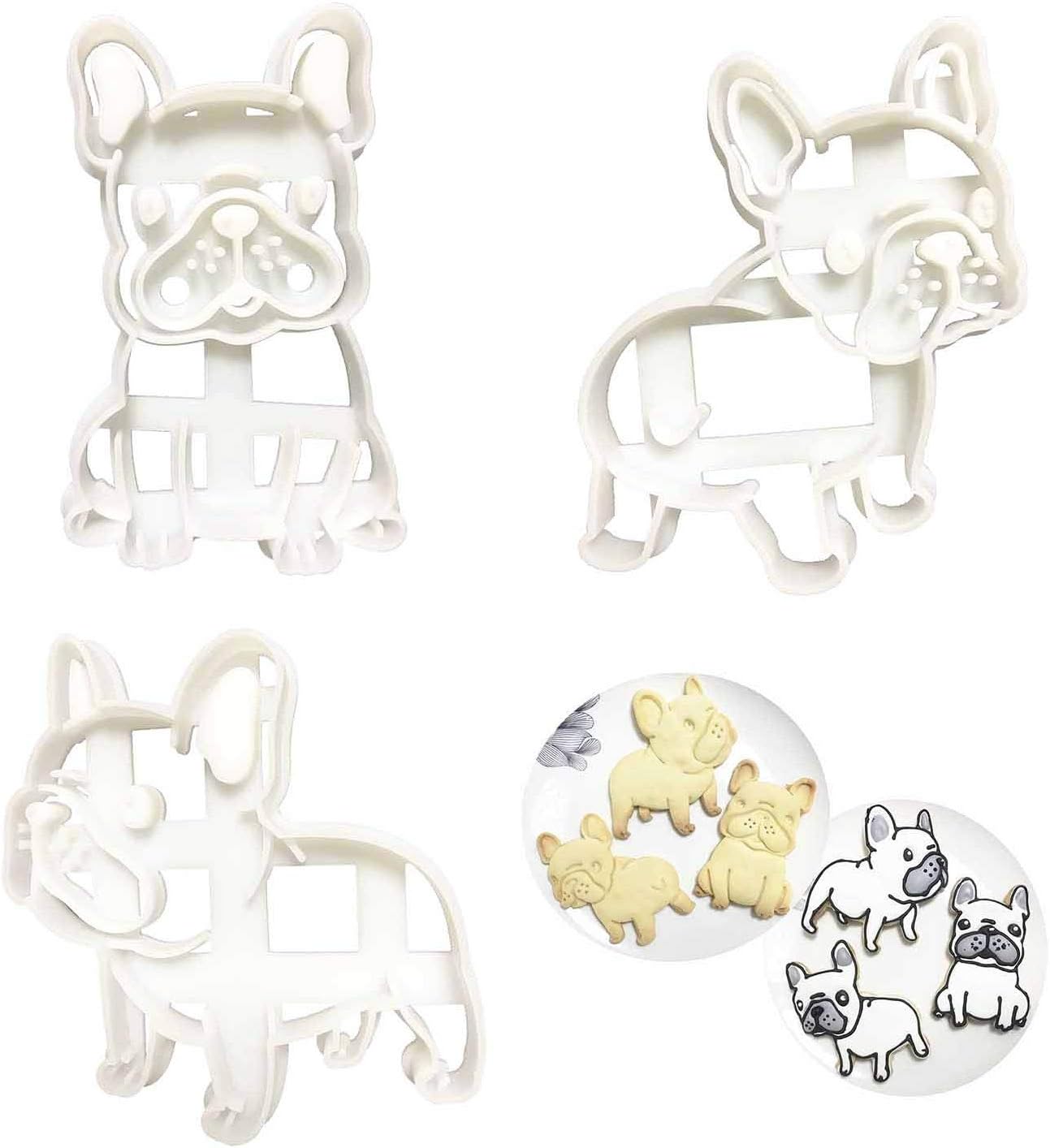Amazon.com: French Bulldog Cookie Cutters Set Shape Mold 3pcs, Dog ...