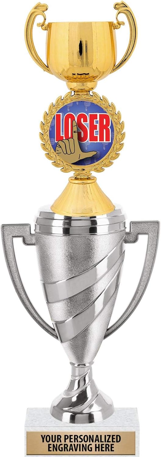 Amazon.com : Crown Awards Loser Trophy, 10" Silver Cup Loser Trophies ...