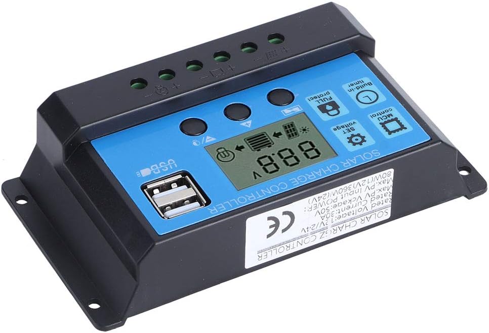 Amazon.com: Solar Controller, 12V 24V 30A Solar Energy Controller ...