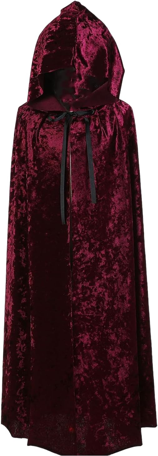 Amazon.com: JIAHG Halloween Costume Medieval Hooded Cloak Velvet Cape ...