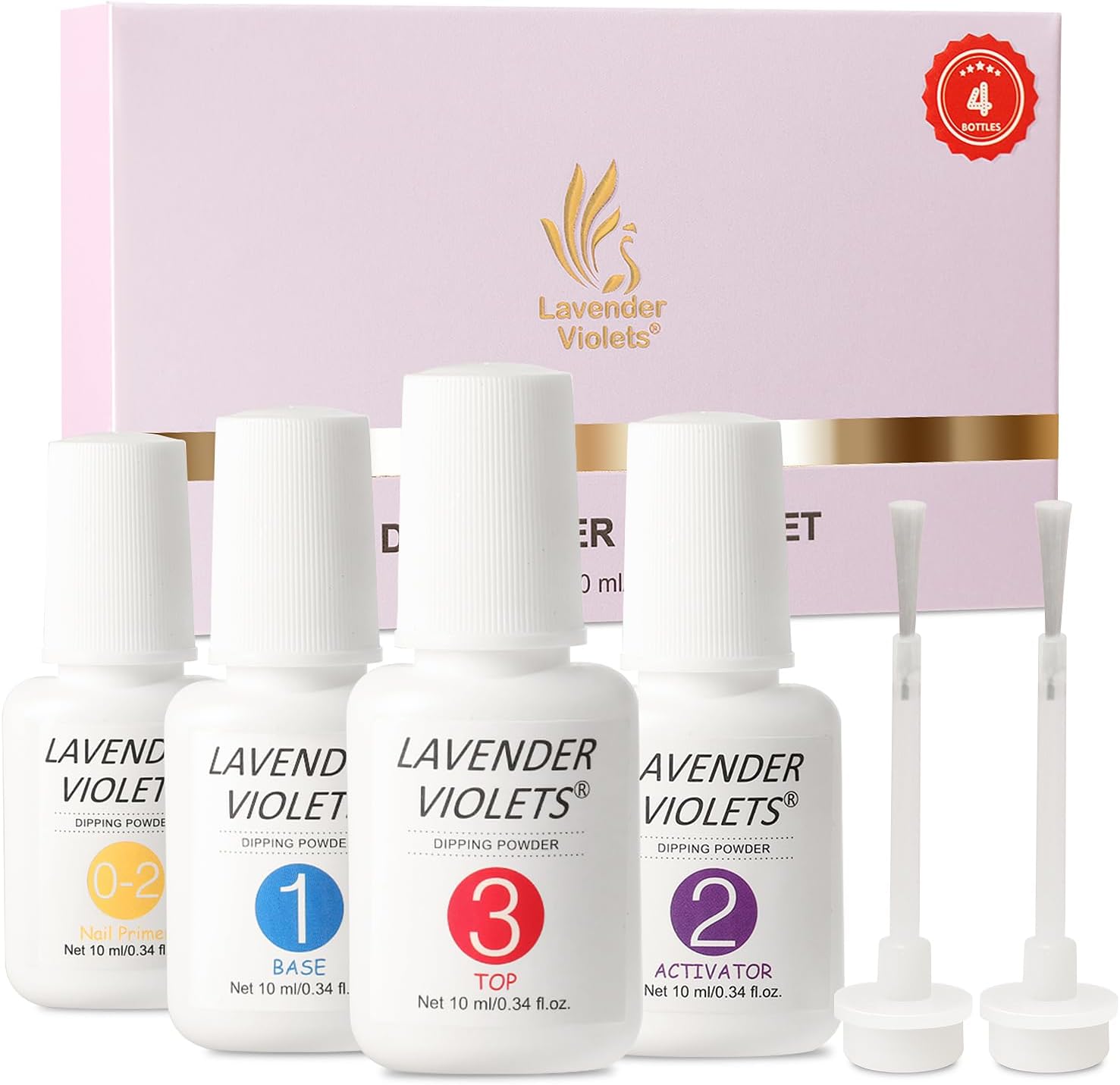 Lavender Violets Dip Powder liquid Set with Nail Primer, Activator Base ...