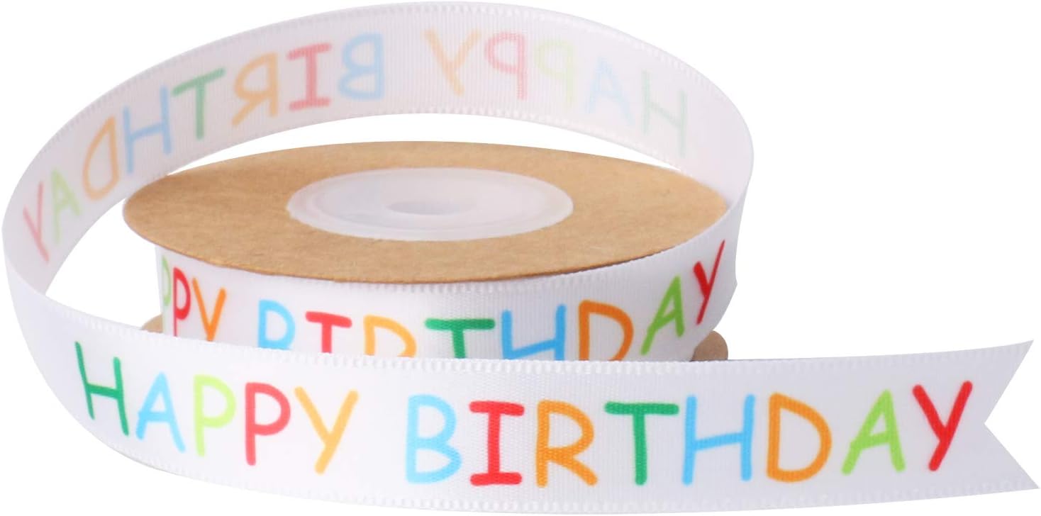Amazon.com: Happy Birthday Ribbon Roll Gift Wrapping Crafts Party ...