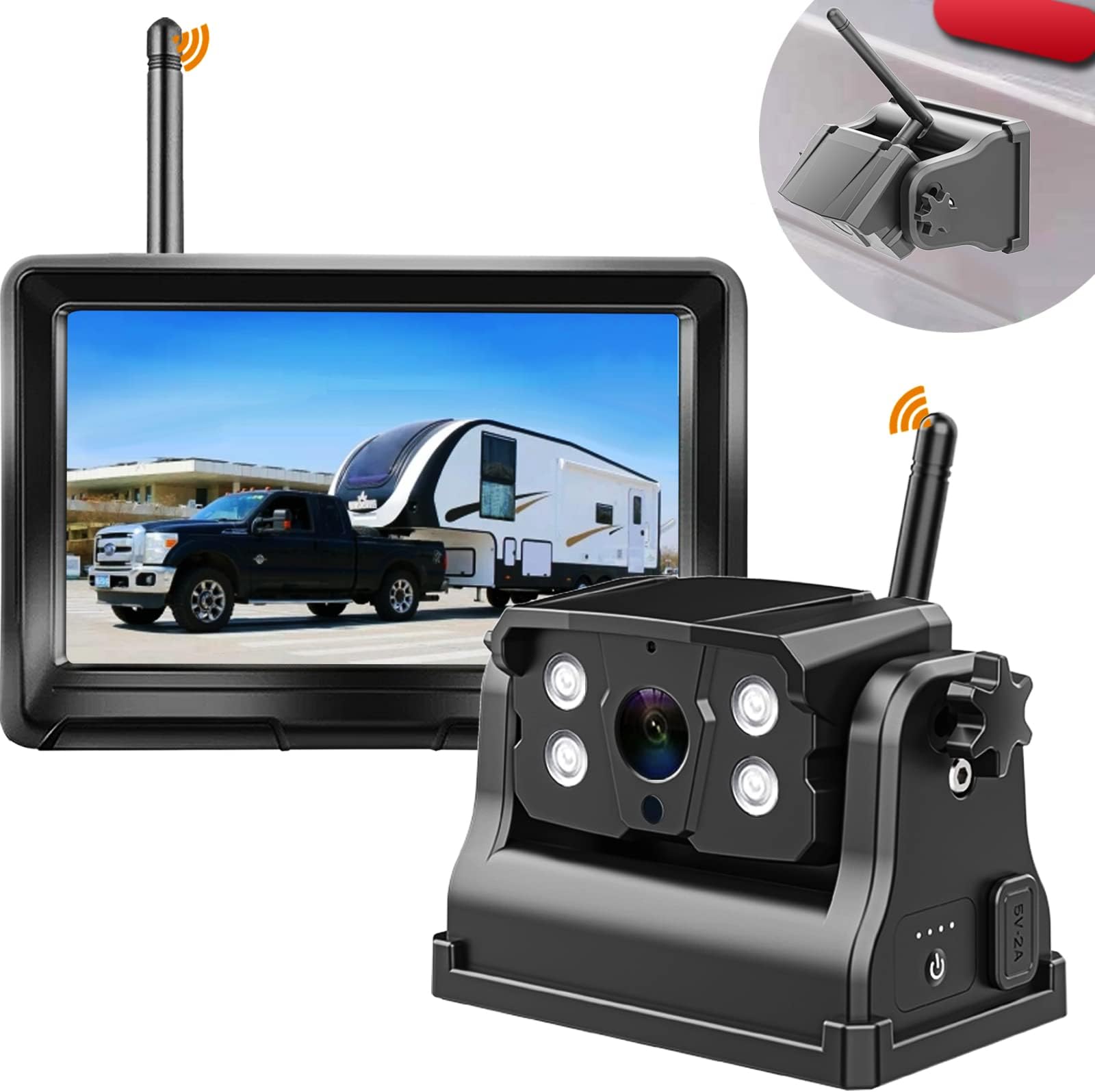 Amazon.com: Magnetic Solar RV Trailer Wireless Backup Camera: Recording ...