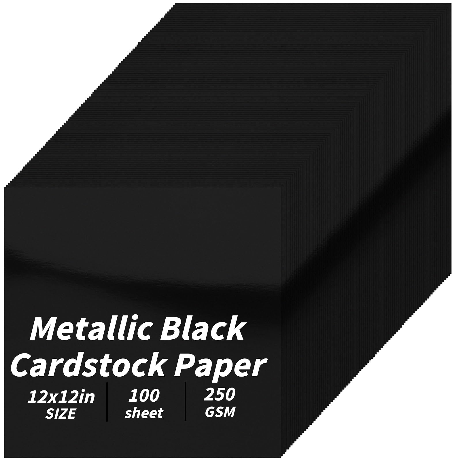 Snapklik.com : 100 Sheets Metallic Black Cardstock Paper Bulk, Black ...