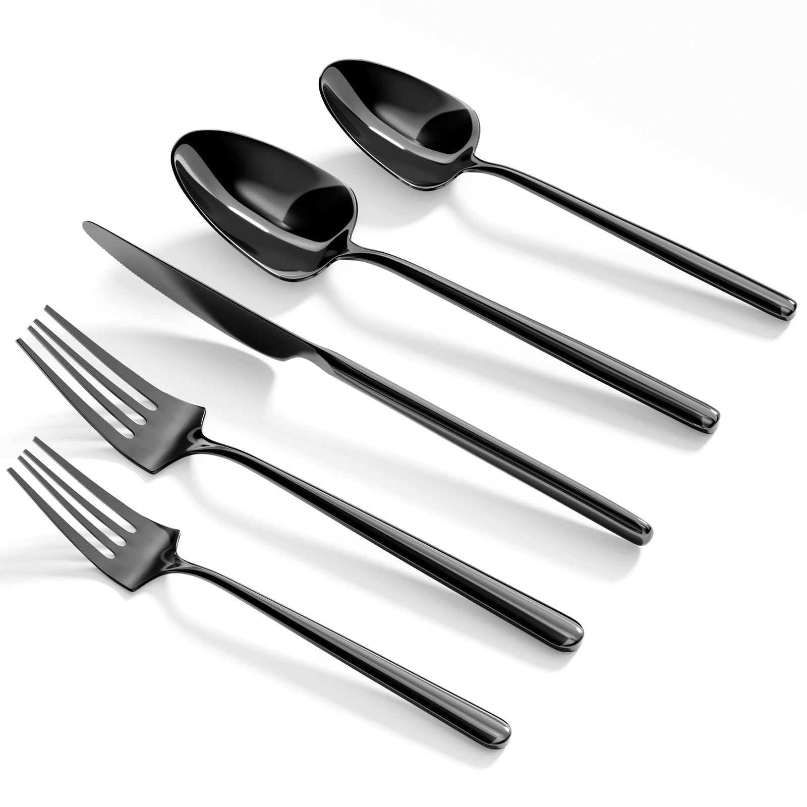 Amazon.com | Oval Black 20-Piece Silverware Set, Forged Stainless Steel ...