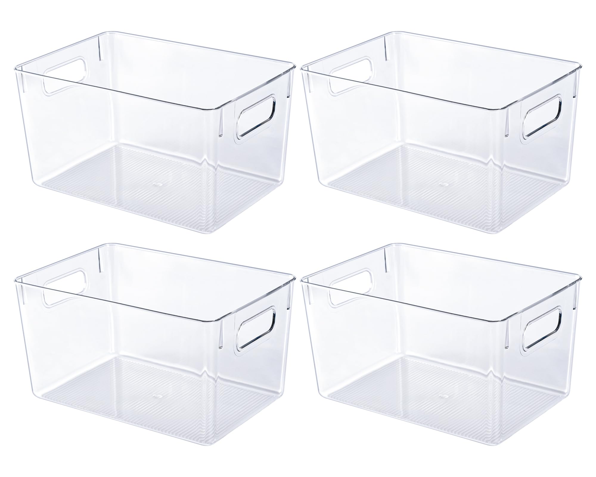 Amazon.com: JollyPack 4 Pack Clear Plastic Storage Bins, Pantry ...
