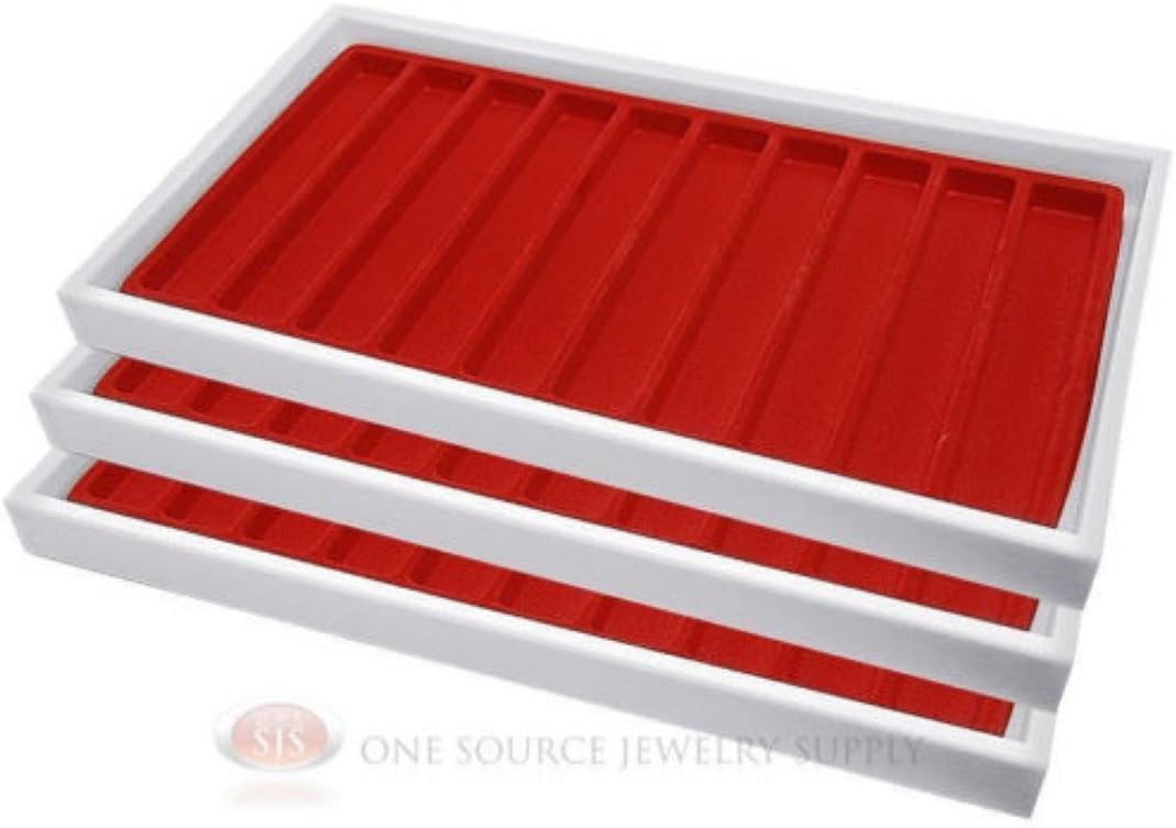 Amazon.com: (3) White Plastic Stackable Sample Trays w/10 Slot Red ...