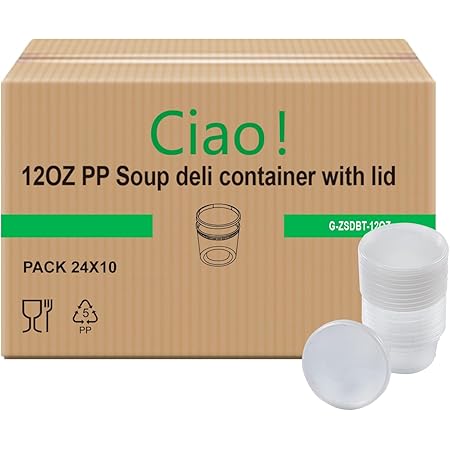 Amazon.com: CIAO! 12OZ PP Injection Molded Soup-Deli Container with ...