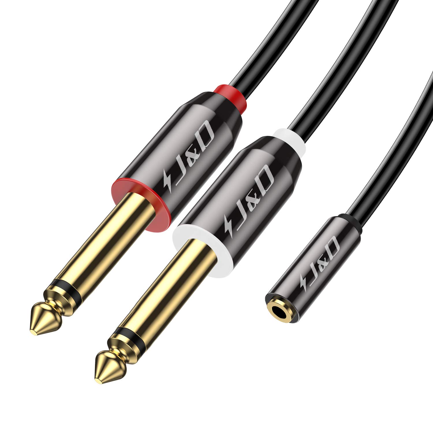 J D 3 5 Mm To 2 X 6 35 Mm Cable Gold Plated Copper Shell Heavy Duty j-d-3-5-mm-to-2-x-6-35-mm-cable-gold-plated-copper-shell-heavy-duty