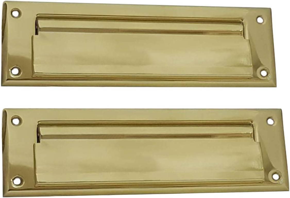 QCAA Solid Brass Mail Slot, with Solid Brass Interior Frame, 13" x 3. ...