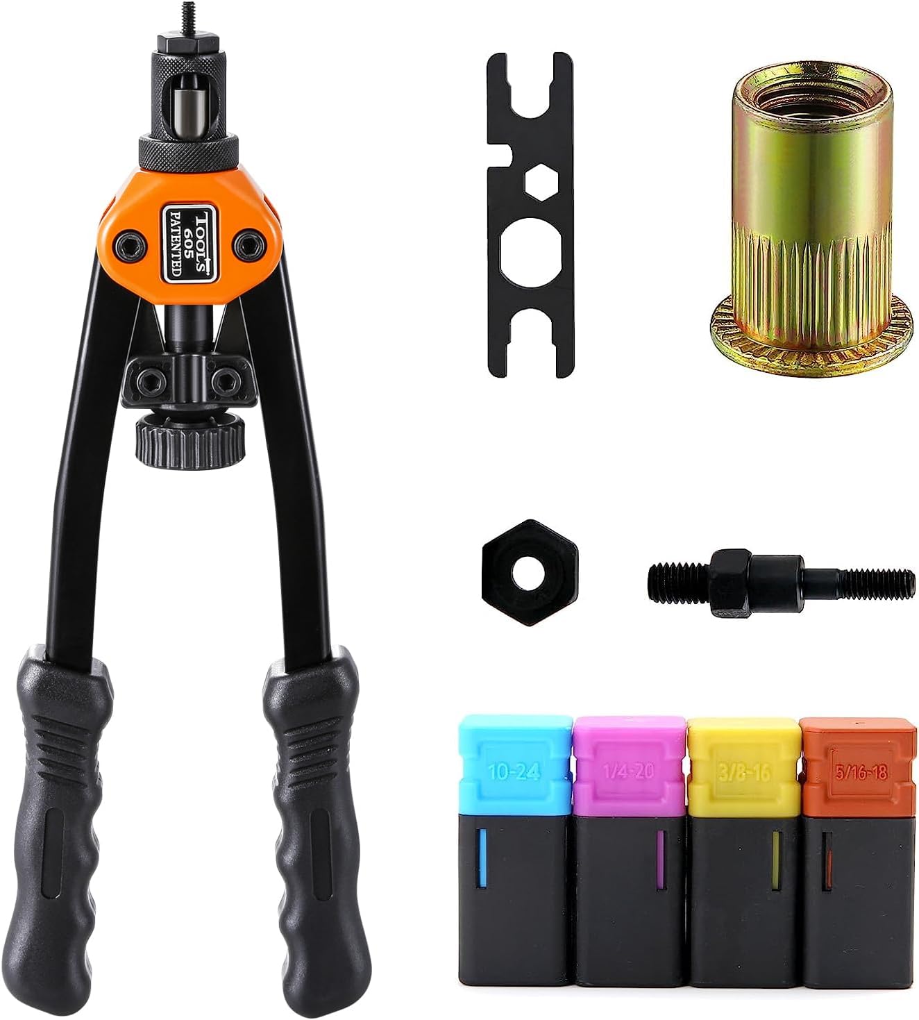 Amazon.com: AIUITIO Rivet Nut Tool with a Step Drill Bit & 90 Rivnuts ...