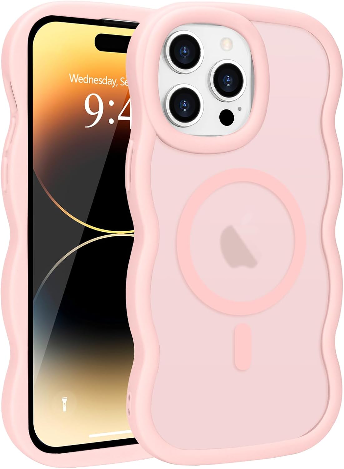 Amazon.com: Pepmune for iPhone 14 Pro Case, Curly Wave Frame Hard Translucent Matte Clear Back ...