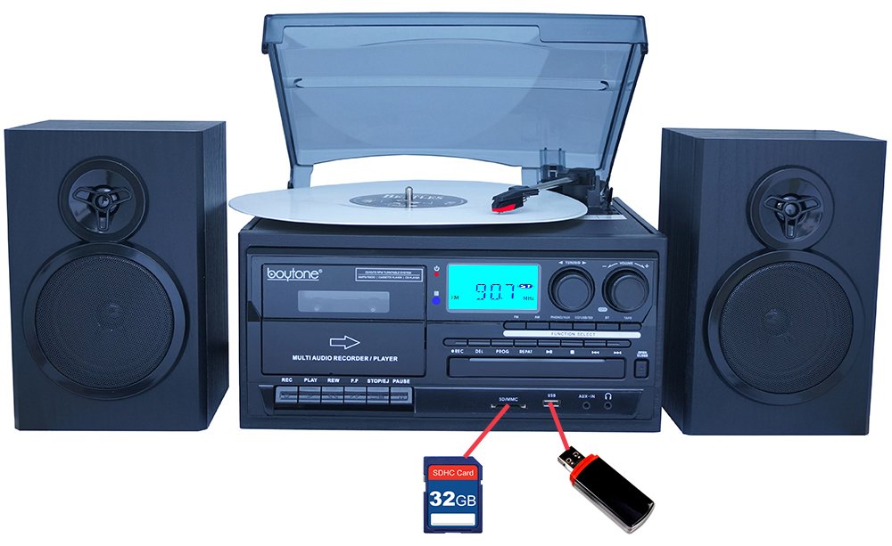 Boytone BT-28SPB, Bluetooth Classic Style Record Player Turntable with ...